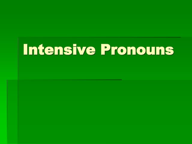 Reflexive and Intensive Pronouns | PPTX