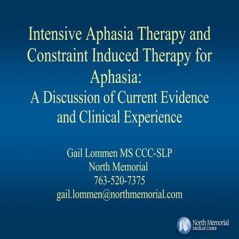 Intensive Aphasia Program | PPT