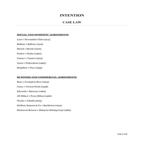 Intention case law | DOCX