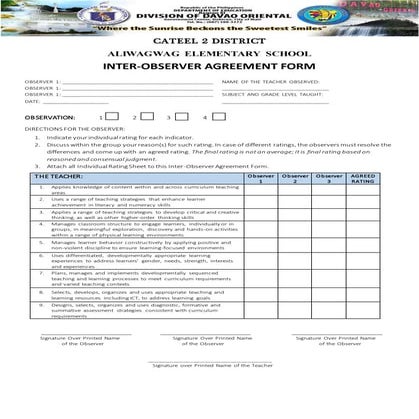 Inter observer agreement form | DOCX