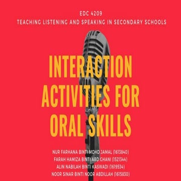 Interaction Activities for Oral Skills | PPTX