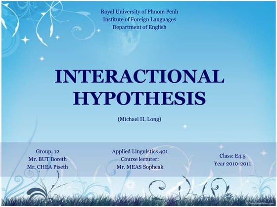 Interaction hypothesis by Atula Ahuja | PPT