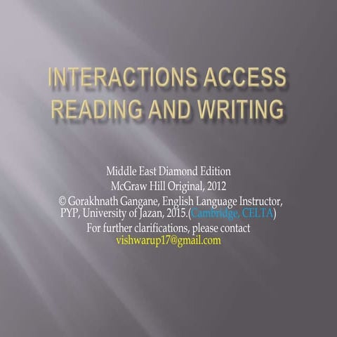 Interactions Access Reading and Writing MIddle East Diamond Edition | PPTX