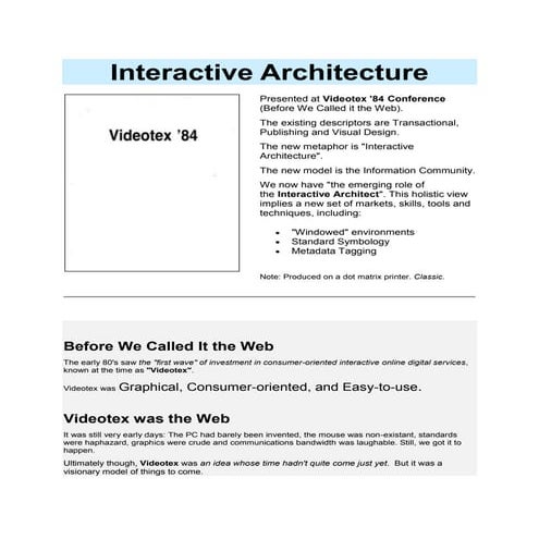 Interactive Architecture - and the Role of the Designer (1984) | PDF ...