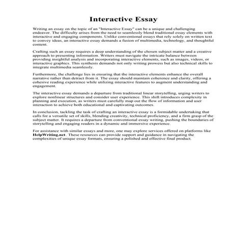 Interactive Essay. Interactive Learning Free Essay Example | PDF