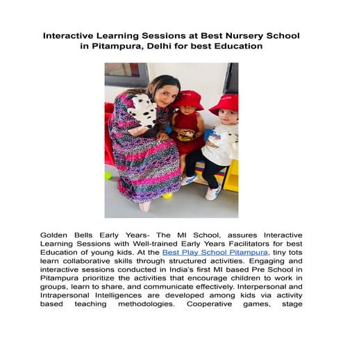 Interactive Learning Sessions at Best Nursery School in Pitampura, Delhi for best Education.pdf