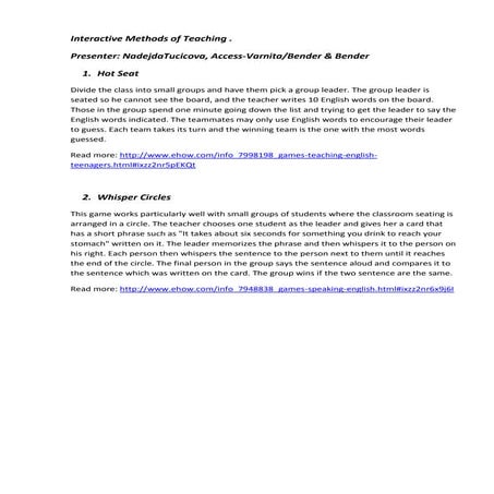 Interactive method of teaching | DOCX