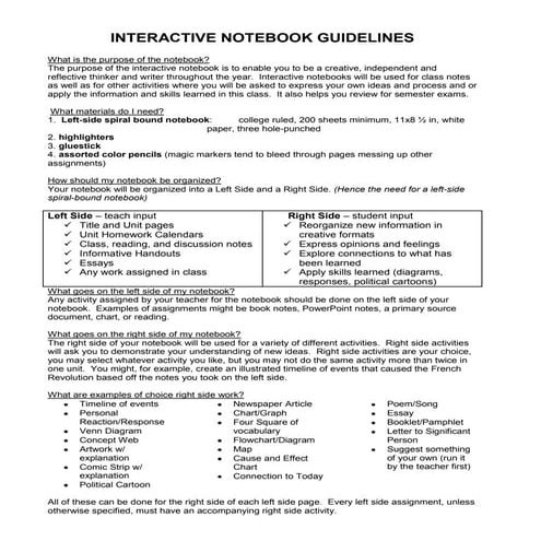 Interactive notebook guidelines | DOCX