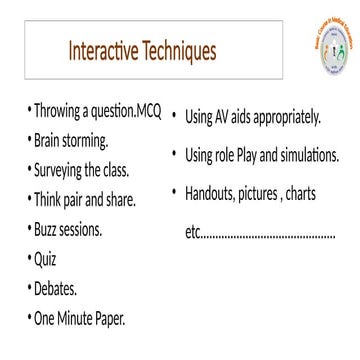 Interactive Techniques handout in medical education.pptx