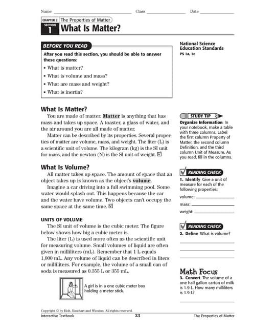 The Properties of Matter (8th grade) | PPTX