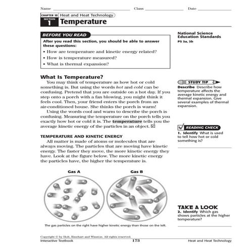 Interactive textbook ch. 10 heat and heat technology | PDF