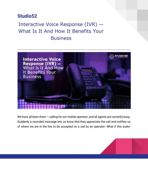 What is an ivr system | PPT