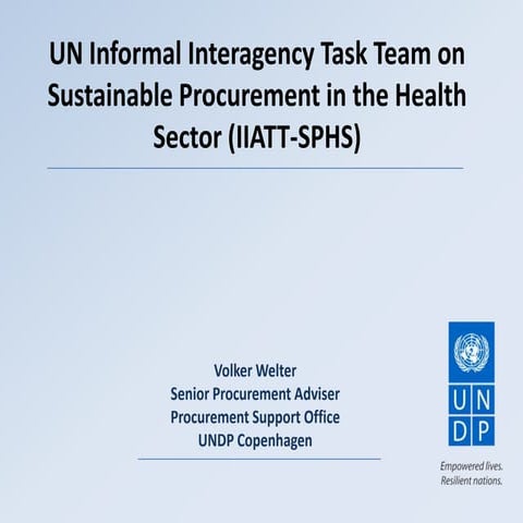 Interagency Approach to Sustainable Procurement in Health Sector | PPTX