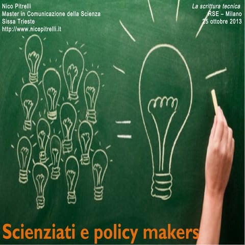 Interazione tra scienziati e policy makers | PPT