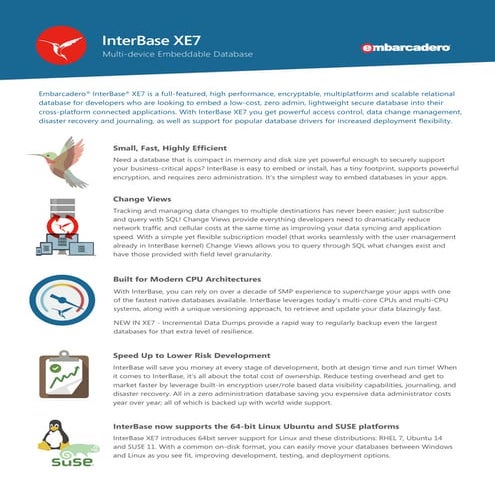 InterBase XE3 Datasheet | PDF