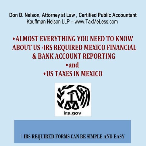 US Expat Foreign Bank, Financial & Asset Reporting Guidance | PPT