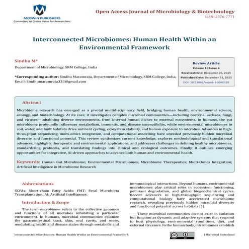 Interconnected Microbiomes Human Health Within an Environmental ...