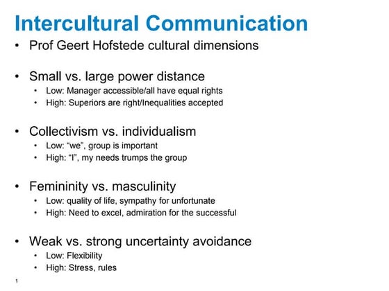 Hofstede's cultural dimensions | PPT