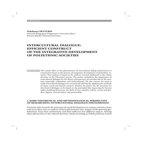 Intercultural Dialogue: Efficient Construct of the Integrative ...