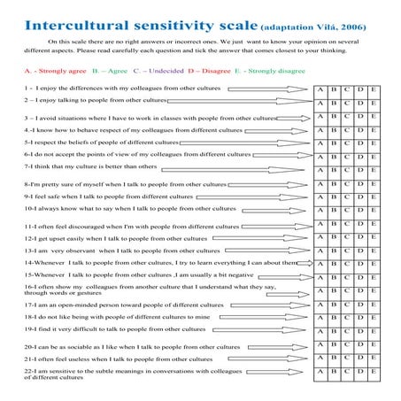 Intercultural Sensitivity Scale | PDF
