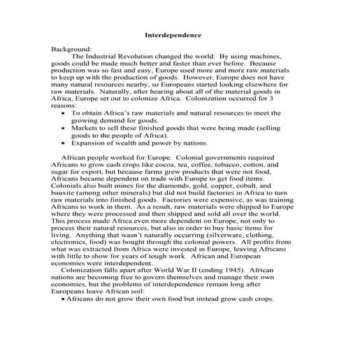 Interdependence Activity | PDF