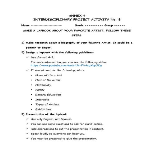 Interdisciplinary Project Activity 8 English 3p 2q 9 EGBS - 2022 - 2023 ...