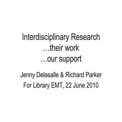Interdisciplinary research theories & thoughts | PPT