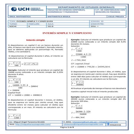 Interes simple y compuesto | PDF