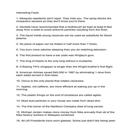 Interesting Facts | DOCX