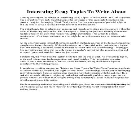 Interesting Essay Topics To Write About.pdf | Environment | Science
