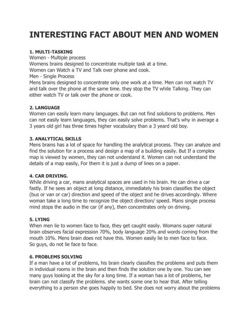 Surprising Facts About Women! | PPT