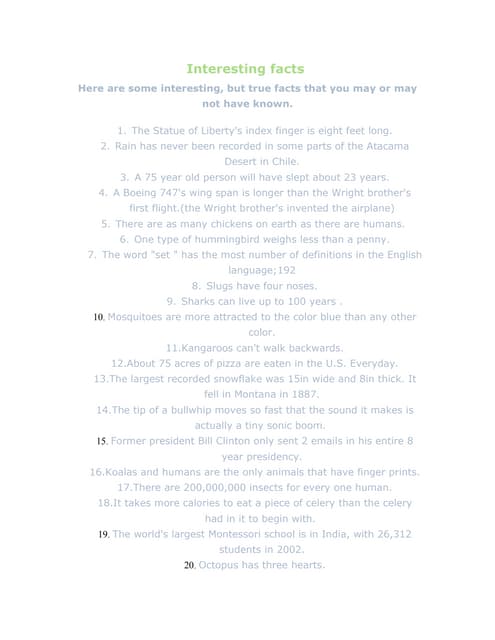 Interesting Facts | PDF