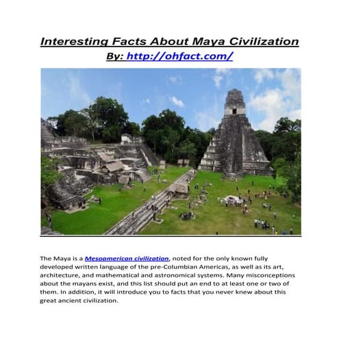 Interesting facts about maya civilization | PDF