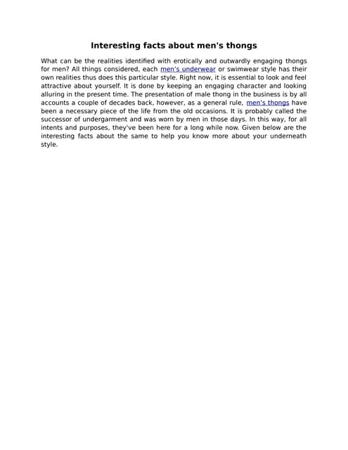 What do I do with my old Mens Thongs? | PDF