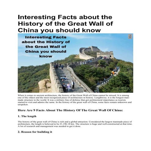 9 Interesting Facts About The History Of The Great Wall Of China ...
