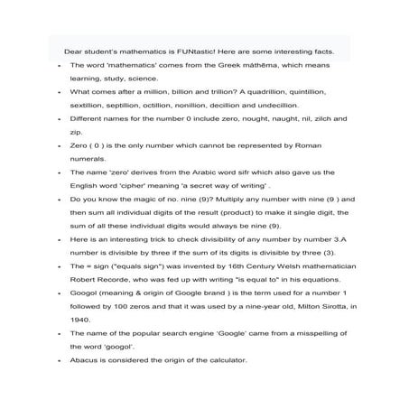 Interesting Maths facts | PDF