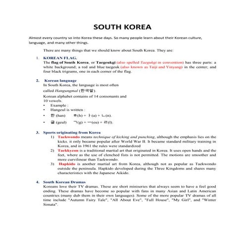 Interesting place korea | DOCX | World/International Music | Music