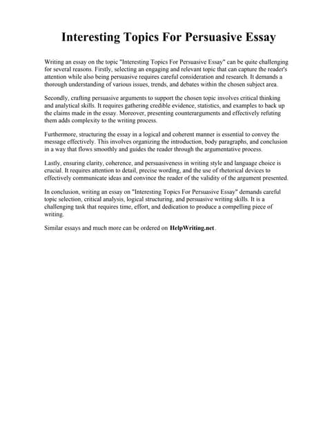 Persuasive Essay Outline Examples | PDF