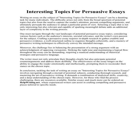 Interesting Topics For Persuasive Essays.pdf