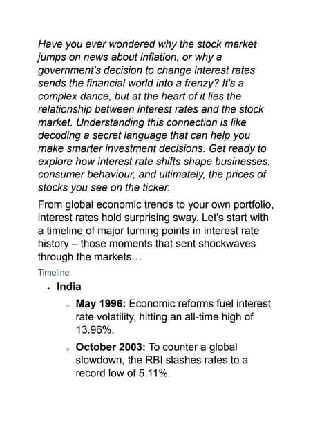 Interest Rates and Their Impact in Stock Market | PPT