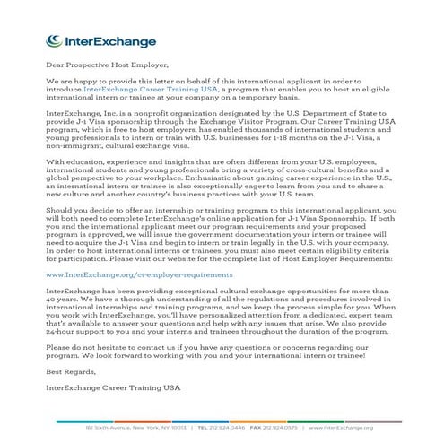 InterExchange Employer Information | PDF