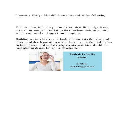 Interface Design Models Please respond to the followingEv | PDF