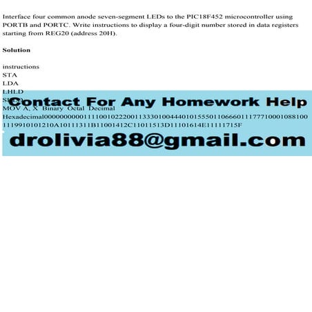 Interface four common anode seven-segment LEDs to the PIC18F452 micr ...