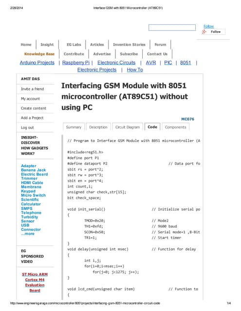 Interface gsm module with pic | PDF