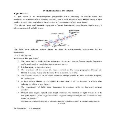 Interference of light B.Sc. Sem IV | DOCX
