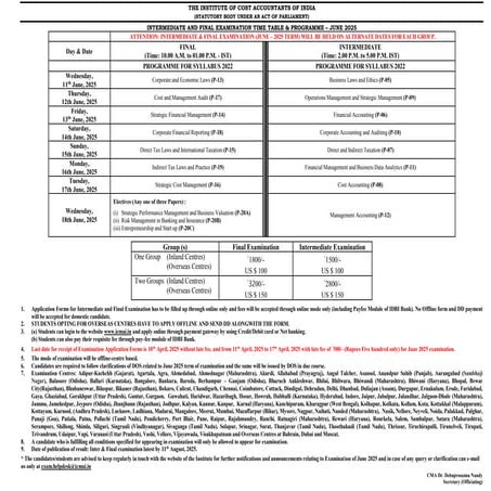 CMA Final December 2025 Exam Schedule Detailed | PDF
