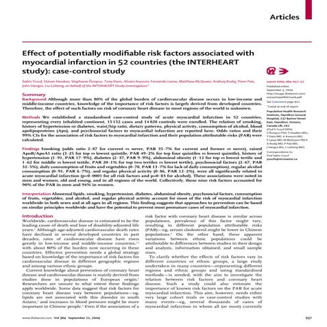 Interheart risk modifiable factors in micardio infraction 2004 | PDF