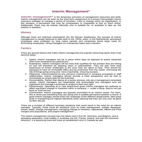 What is Interim Management?