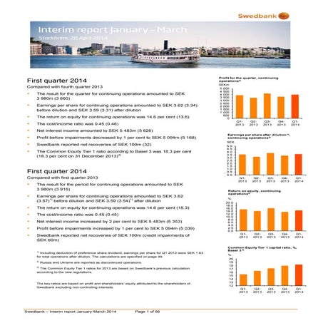 Swedbank's Interim Report Q1 2014 | PDF