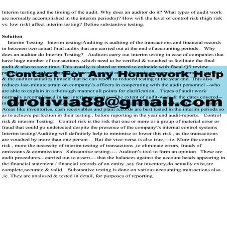 Interim testing and the timing of the audit. Why does an auditor do .pdf